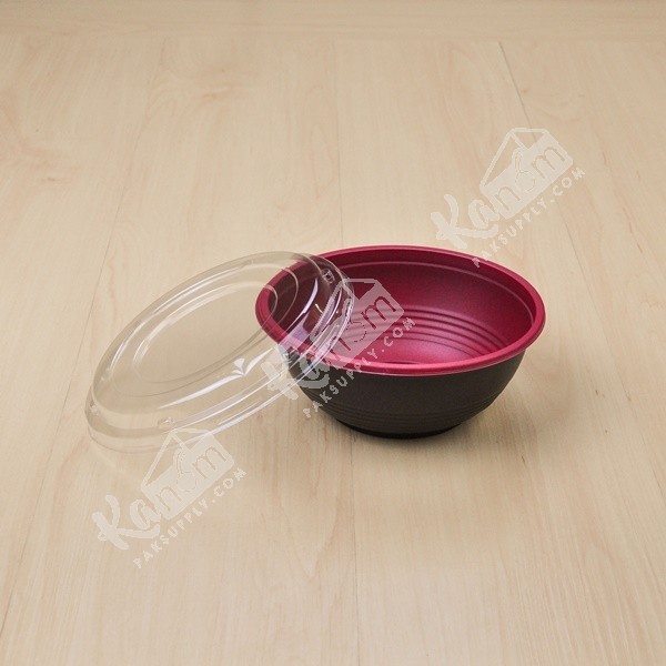 ชามอาหาร PP แดงดำ+ฝาPET #DB-15 (50ชิ้น/แพค) - สินค้าของเรา