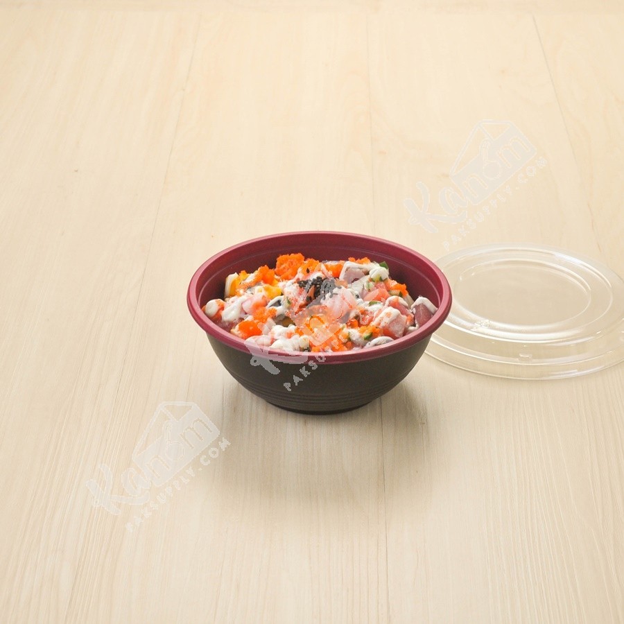 ชามอาหาร PP แดง+ดำ+ฝาPET #DB-17 (50ชิ้น/แพค) - กล่องอาหารญี่ปุ่น ถาดซูชิ กล่องเบนโตะ - สินค้าของเรา